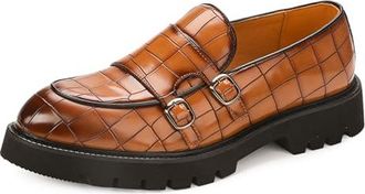 Generic Mocassins à plateforme à enfiler avec double boucle pour homme - Mocassins classiques - Pour les affaires et les loisirs - Chaussures bateau tendance,