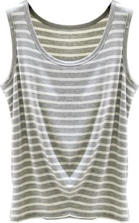Generic Débardeur sans manches pour femme - Sans manches - Rayé - Bretelles spaghetti - Dos nu - Coupe ajustée - Esthétique - Avec coussin de poitrine - Pour 