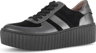Gabor Damen Low-Top Sneaker, Frauen Halbschuhe,Best Fitting,schnürschuhe,schnürer,Plateausohle,straßenschuhe,altsilb./schw(schw,40 EU / 6.5 UK