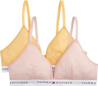 Tommy Hilfiger Soutiens-Gorge Triangle Lot de 2 Femme C&ocirc;tel&eacute;, Multicolore (Foggy Pink/Valencia Orange), L