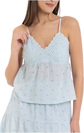 Kocca Femme, Tops, Bleu, Taille: 38 FR Broderie Anglaise Cotton Top