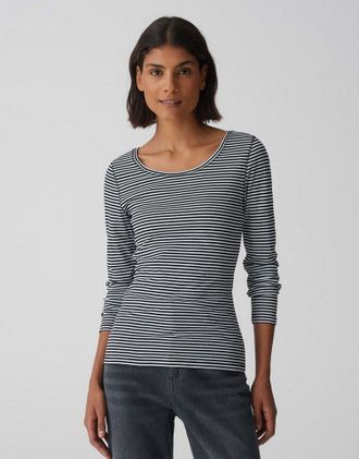 OPUS Langarmshirt Streifenshirt SOMIRA STRIPE Slim aus BCI Cotton