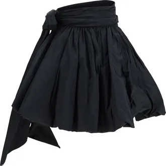 Blumarine Taffeta High-Waisted Flared Skirt - Black