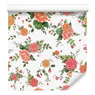 OEM Carta Da Parati Con Rose Colorate E Effetto Acquerello Per Soggiorno E Camera Da Letto, 50x1000 Cm