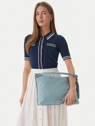 Tommy Hilfiger Handtasche Tommy Hilfiger Th Statement Leather Bag Suede AW0AW18402 Himmelblau