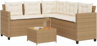 vidaXL Vidaxl - Canap&eacute; de jardin avec table et coussins en forme de l beige
