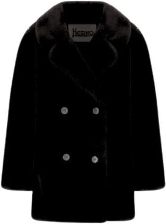 Herno Caban en fausse fourrure - Femme - Manteaux - Noir - Taille: 40 FR
