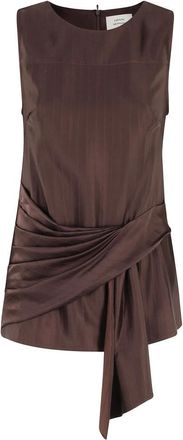 Loulou Studio Femme, Tops, Brun, Taille: 40 FR Fonda Draped Asymmetric Top