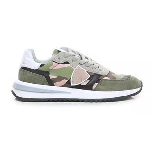 Philippe Model Femme, Chaussures, Vert, Taille: 37 EU Baskets en tissu style militaire avec empi&egrave;cements en daim