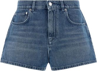 Moschino Femme, Shorts, Bleu, Taille: 36 FR Patchwork Heart Denim Short Shorts