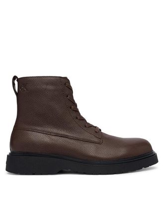 Calvin Klein Schn&uuml;rschuhe Combat Ess Lace Up Zip Boot Lth YM0YM01373 Braun