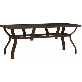 vidaXL Gartentisch Braun und Schwarz 180x80x70 cm Stahl und Glas Vidaxl