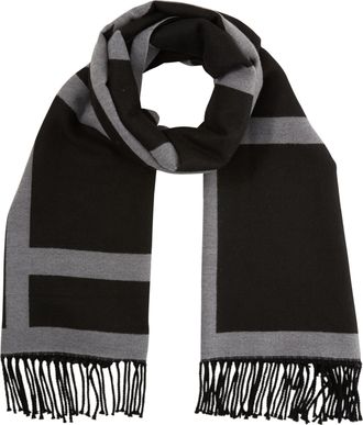 Tom Tailor Damen 1048056 Schal mit Logodetail, 39380-Grey Black Wording, One Size