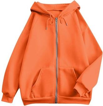 Generic Sweat &agrave; capuche zipp&eacute; grande taille - Vestes &agrave; capuche l&eacute;g&egrave;res pour femme avec poche et &eacute;paules tombantes - Sweat &agrave; capuche ajust&eacute; avec cordon de serr