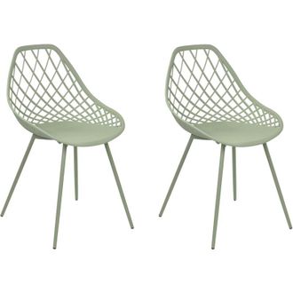 Beliani Beliani - Lot de 2 Chaises de Repas en Mati&egrave;re Synth&eacute;tique Vertes Treillis Ajour&eacute; Canton ii
