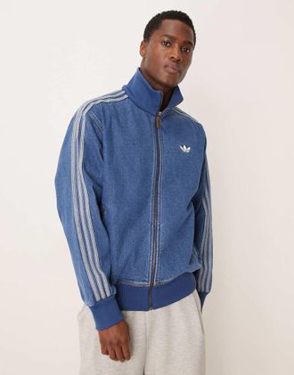 adidas Originals Firebird - Trainingsjacke aus Denim in Vintage-Blau