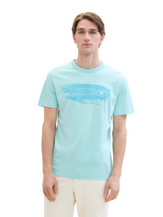 Tom Tailor Herren T-Shirt im verwaschenen Look, caribbean turquoise, XXL