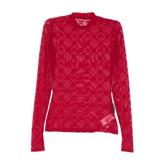 Marine Serre Femme, Tops, Rouge, Taille: 40 FR Monogram High-neck Top
