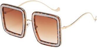 Generic Lunettes De Soleil Tendance &Agrave; Monture Carr&eacute;e En M&eacute;tal, Grand Format, For Hommes Et Femmes, Id&eacute;ales For Les Photos En Ext&eacute;rieur Lors De F&ecirc;tes.(Brown)