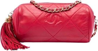 Chanel Sac bandouli&egrave;re matelass&eacute; en cuir dagneau vintage Pre-owned - Femme - Pre-owned - Rouge - Taille: ONE Size