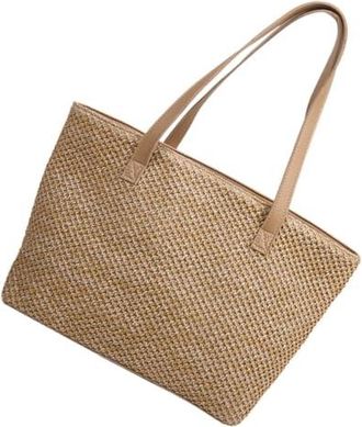 Vosarea Sac Fourre-tout Femme Tiss&eacute; Paille Grand Sac Bandouli&egrave;re pour Plage et Quotidien Capacit&eacute; Style Simple et &Eacute;l&eacute;gant