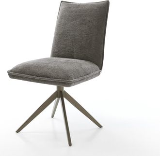 DELIFE Drehstuhl Lelio-Flex Boucl&eacute; Soft Schlamm Kreuzgestell breit Effektfinish Titan 360&deg; drehbar Wippfunktion Taschenfederkern, Esszimmerst&uuml;hle