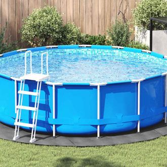 vidaXL Pool-Bodentuch Hellgrau &Oslash;366 cm Polyester Geotextil Vidaxl
