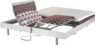 Vente-Unique Lit &eacute;lectrique de relaxation tout plots + matelas m&eacute;moire de forme - 2 x 80 x 200 cm - Blanc - ATRIDE de DREAMEA