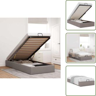 vidaXL The Living Store Ottoman-Bett ohne Matratze Taupe 80x200 cm Stoff - Stauraum unter Bett