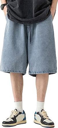 ORANDESIGNE Jeans Shorts Y2K Homme Mode Noir Streetwear Coréen Lettre imprimée Taille Basse Shorts Baggy Bermudas Droit Hip Hop Shorts en Denim Jeans Cargo à Jamb