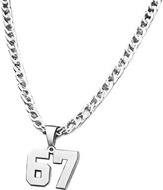 Generic Unisex-Halskette 67 - hochwertige Zahlenanh&auml;nger-Kette, personalisierbarer Schmuck f&uuml;r Damen und Herren, modisches Accessoire mit Zahl 67 | f&uuml;r Freund