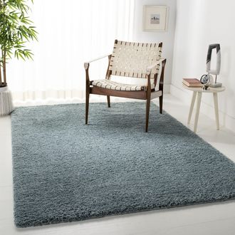 Safavieh Zottelig Teppich für Wohnzimmer, Esszimmer, Schlafzimmer - August Shag Collection, Kurzer Flor, Aqua, 91 X 152 cm