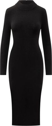 Michael Kors Femme, Robes, Noir, Taille: 40 FR Mock-neck Midi Dress