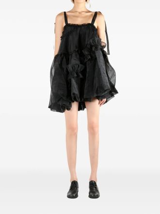 Cecilie Bahnsen Cristina ruffled tie-strap mini dress - Schwarz
