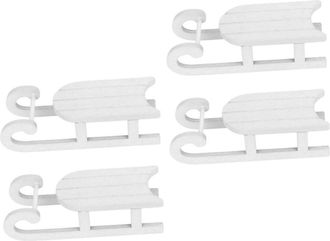 Angoily DOITOOL 4 St&uuml;ck Holzschlitten Weihnachtsdeko Wei&szlig; Kreativer Weihnachtsschmuck f&uuml;r Tisch Wohnzimmer K&uuml;che Stabile Heimdekoration Festliche Atmosph&auml;re