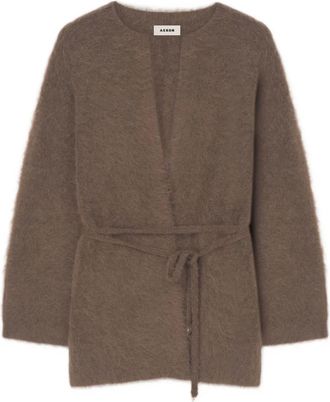 &Aacute;eron V-neck belted cardigan - Braun