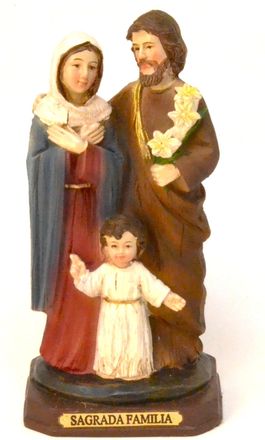 Generico Dekorative Statue der Heiligen Familie, religi&ouml;se Figur aus Harz, 14 cm, Sockel mit goldener Platte, Gott Jungfrau Maria