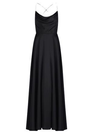 Vera Mont Damen Abendkleid mit Wasserfallausschnitt Schwarz,36