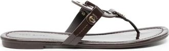 Tory Burch Glossy Black Flats With Circular Emblem Detail - Gr. 6_5 - in Braun