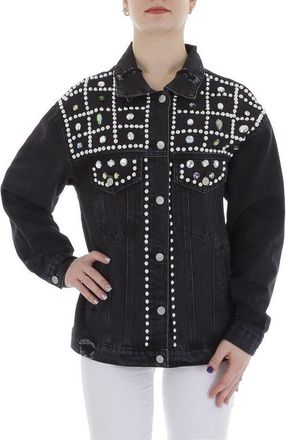Ital-Design Jeansjacke Damen Rockabilly (86099100) Used-Look Jeansjacke in Schwarz