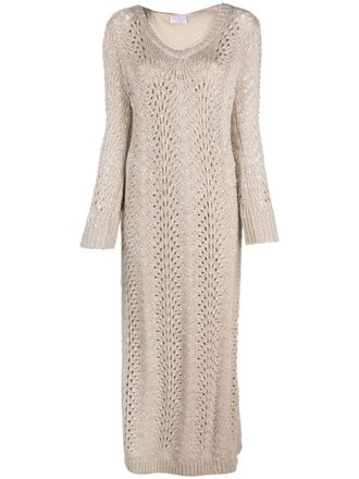 Brunello Cucinelli Maxikleid mit Pailletten - Nude
