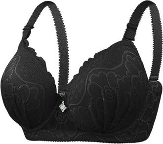 Generic 2026 Soutien-gorge pour femme d&eacute;contract&eacute; r&eacute;glable respirant sans anneau en acier fronc&eacute; et ajustement 03, Noir, 76