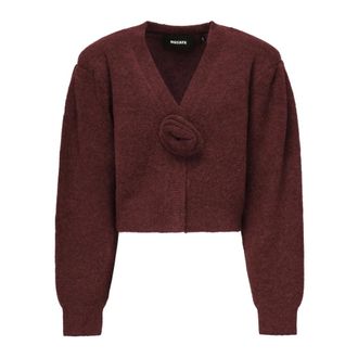 Rotate Rotate Birger Christensen, Femme, Pulls, Violet, Taille: 38 FR Cropped Alpaca and Wool Cardigan