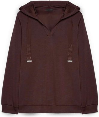 Fiorella Rubino Femme, Sweatshirts et sweats &agrave; capuche, Brun, Taille: 42 FR Sweat &agrave; capuche avec cordon de serrage et points lumineux