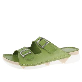 Andrea Conti Damen Pantolette Zweiriemer Leder Komfortweite 0521700, Größe:38 EU, Farbe:Grün
