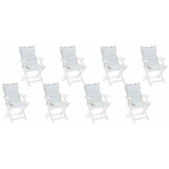 Beliani Beliani - Auflage f&uuml;r Gartenstuhl Cremewei&szlig; Polsterbezug 8er Set Gartenm&ouml;bel