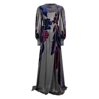 Alberta Ferretti Femme, Robes, Gris, Taille: 40 FR Robe longue &eacute;l&eacute;gante &agrave; manches fluides