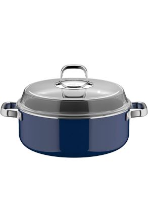 WMF Schmortopf Fusiontec Mineral Pro - Tim Raue Edition, Dunkelblau, Metall, 5.9 L, rund, Made in Germany, backofengeeignet, Kochen, T&ouml;pfe, Schmort&ouml;pfe