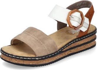 Rieker Femme Sandales 62964, Dame Sandales Fines,Chaussure dété,Sandale dété,Confortable,Plate,Beige (Beige Kombi / 90),40 EU / 6.5 UK
