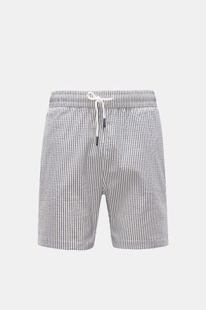 04651/ Herren - Seersucker-Badeshorts Seersucker Swim graublau/wei&szlig; gestreift